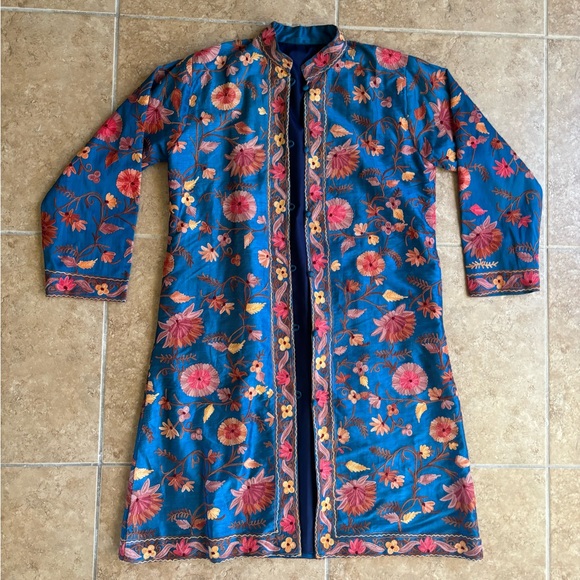 Jackets & Coats | Vintage Handmade Handembroidered Silk Floral Design ...